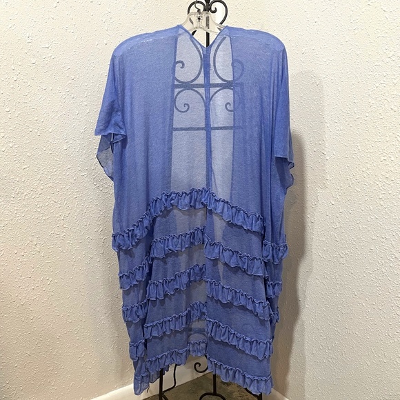 And' Or | Tops | Playful And Or Ruffled Open Front Long Kimono Duster ...